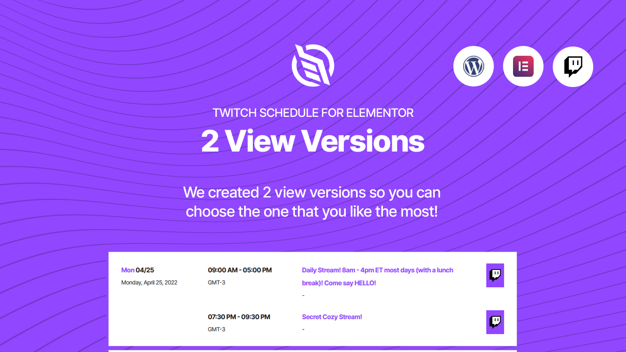 Struninn - Twitch Schedule Elementor Widget by Odin_Design | CodeCanyon